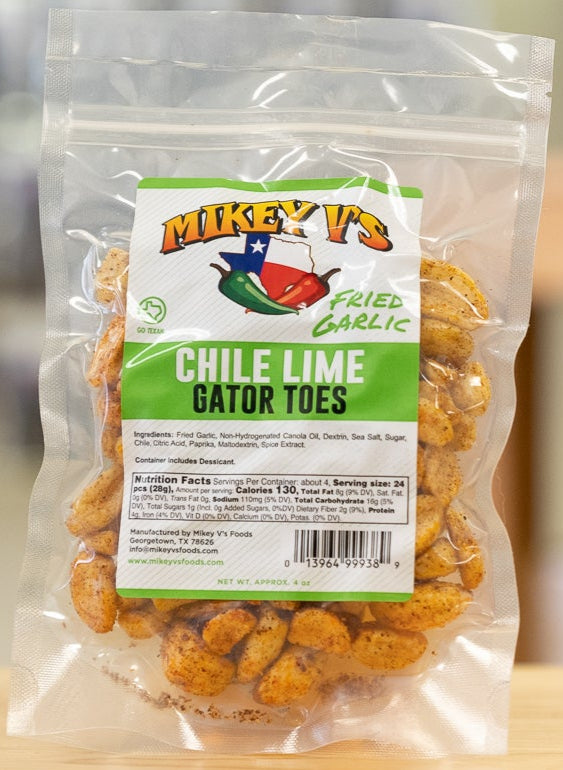 Mikey V's - Chile Lime Gator Toes (Fried Garlic) – ATX Jerky